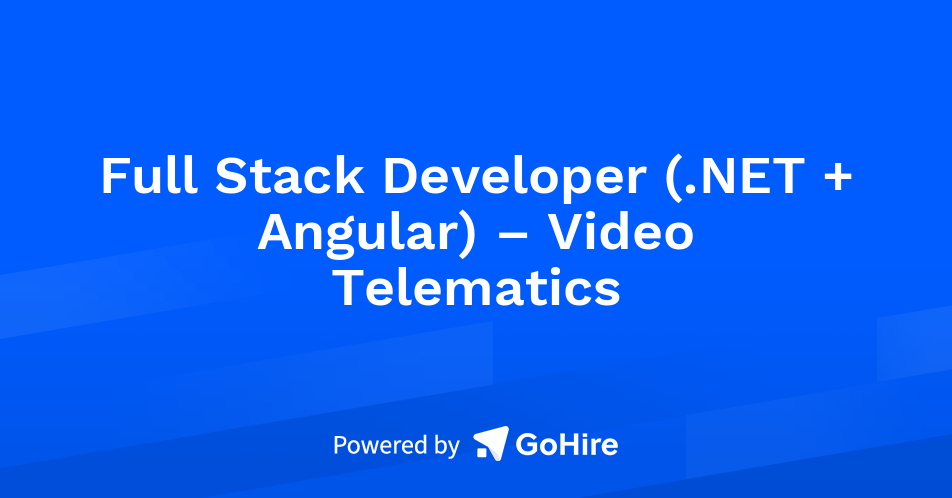 Full Stack Developer (.NET + Angular) – Video Telematics at Qrusible ...