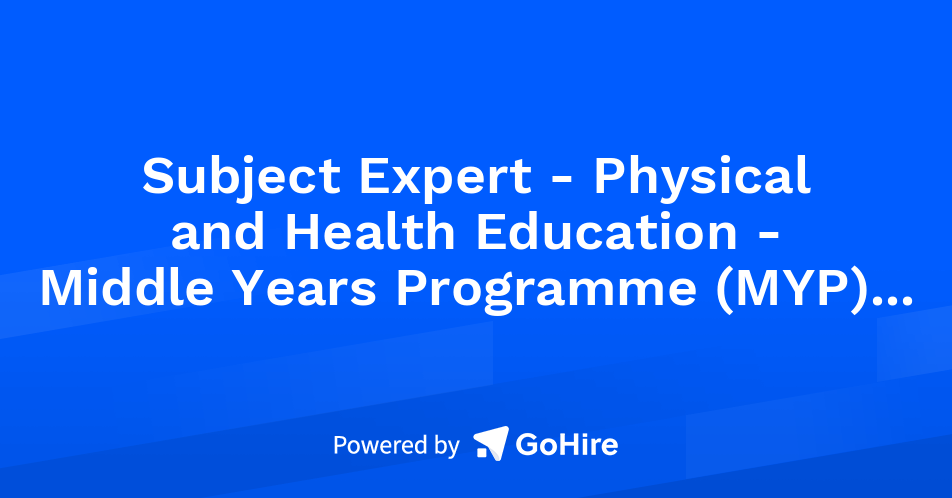 Subject Expert - Physical and Health Education - Middle Years Programme ...