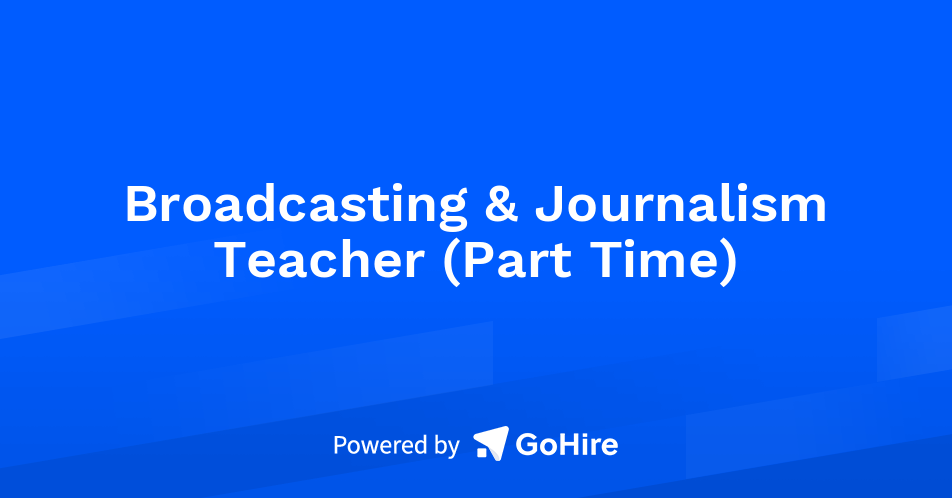 Broadcasting & Journalism Teacher (Part Time) at Concorde Education ...