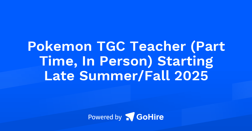 Pokemon TGC Teacher (Part Time, In Person) Starting Late Summer/Fall 2025 at Concorde Education ...