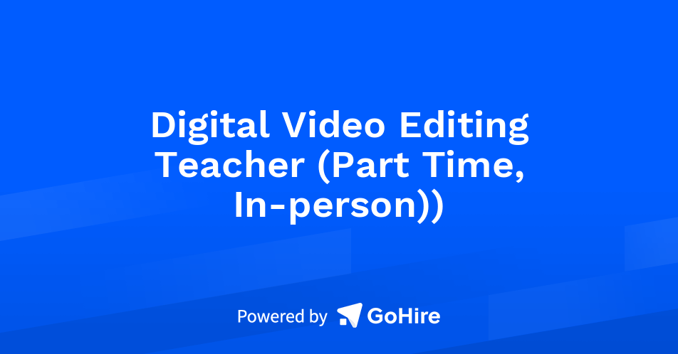 Digital Video Editing Teacher (Part Time, In-person)) at Concorde ...