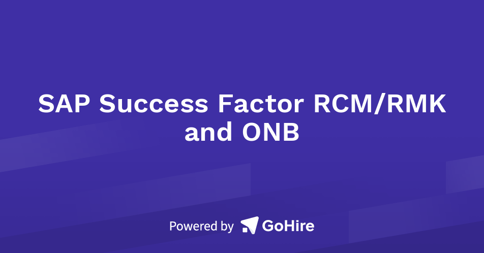 SAP Success Factor RCM/RMK and ONB at N Consulting Ltd | Jobs at N ...